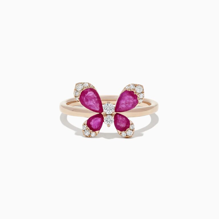 Butterfly Ring 18K Rose Gold Ruby & Diamonds - Oreades Jewelry